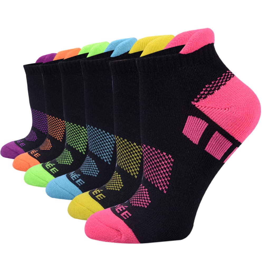 JOYNÉE Womens-Ankle-Athletic-Socks Low Cut Sports Running Socks 7 Pairs Days of the Week Socks