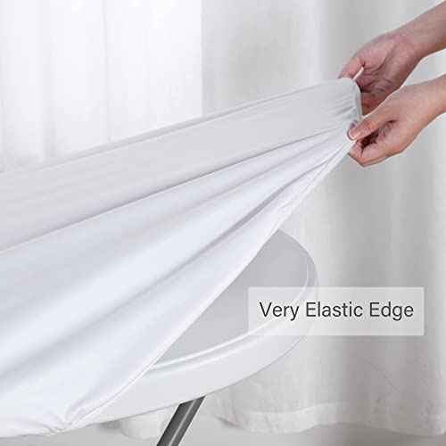 XISUNYA Zen Garden Round Fitted Tablecloth with Elastic Edge,Zen Basalt Stones and Bamboo Print Polyester Table Cloth, Fits Round Table 28", for Wedding Party Dining Banquet,Multi