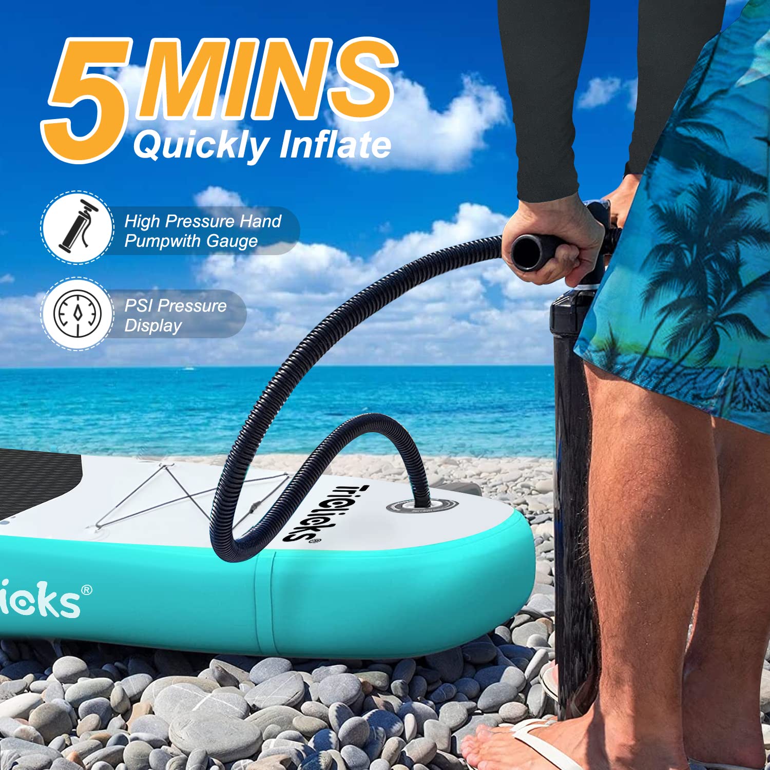 Inflatable Stand Up Paddle Board (6" Thick) with Premium SUP Accessories & Backpack | SUP for Paddling, Surf Control, Non-Slip Deck | Youth & Adult Standing Boat