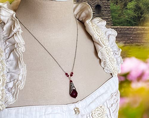 HisJewelsCreations Baroque Crystal Filigree Pendant Necklace (Berry Tone)