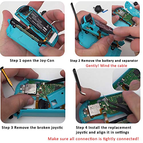 Joycon Joystick Replacement 4 Pack for Fix Drift Nintendo Switch Joy-Con Controller & Switch Lite Joystick Replacement Left/Right Analog Thumb Stick, Metal Latch, Include Y1.5 Screwdrivers