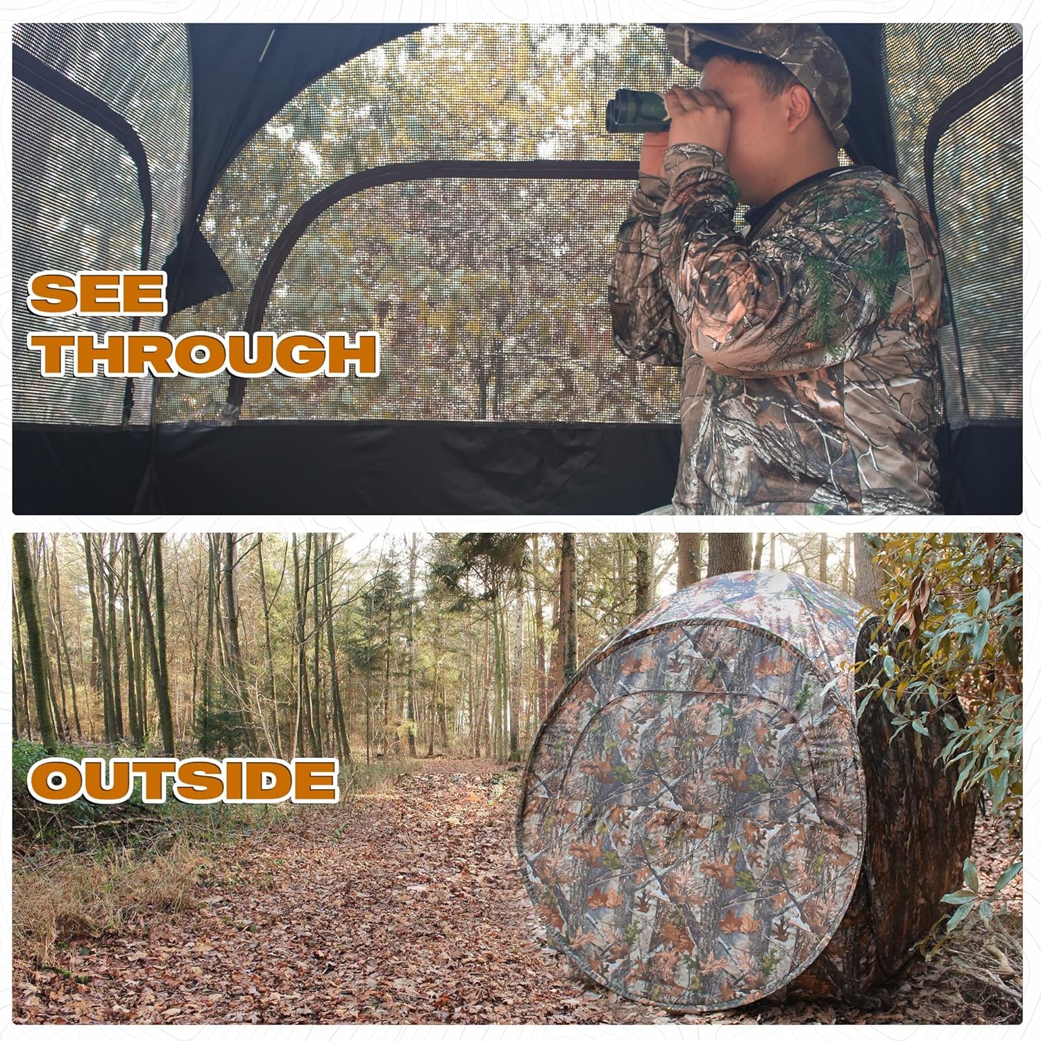 Hunting Blinds and Silent Hunting Clothes for Men Fleece Lining, Safety Strap Compatible