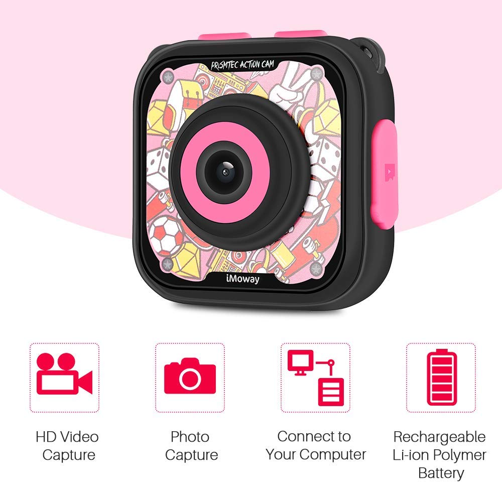 iMoway Kids Camera, Waterproof Video Cameras for Kids HD 1080P Kids Digital Cameras Camcorder with 16GB Memory Card, Card Reader and Floating Hand Grip