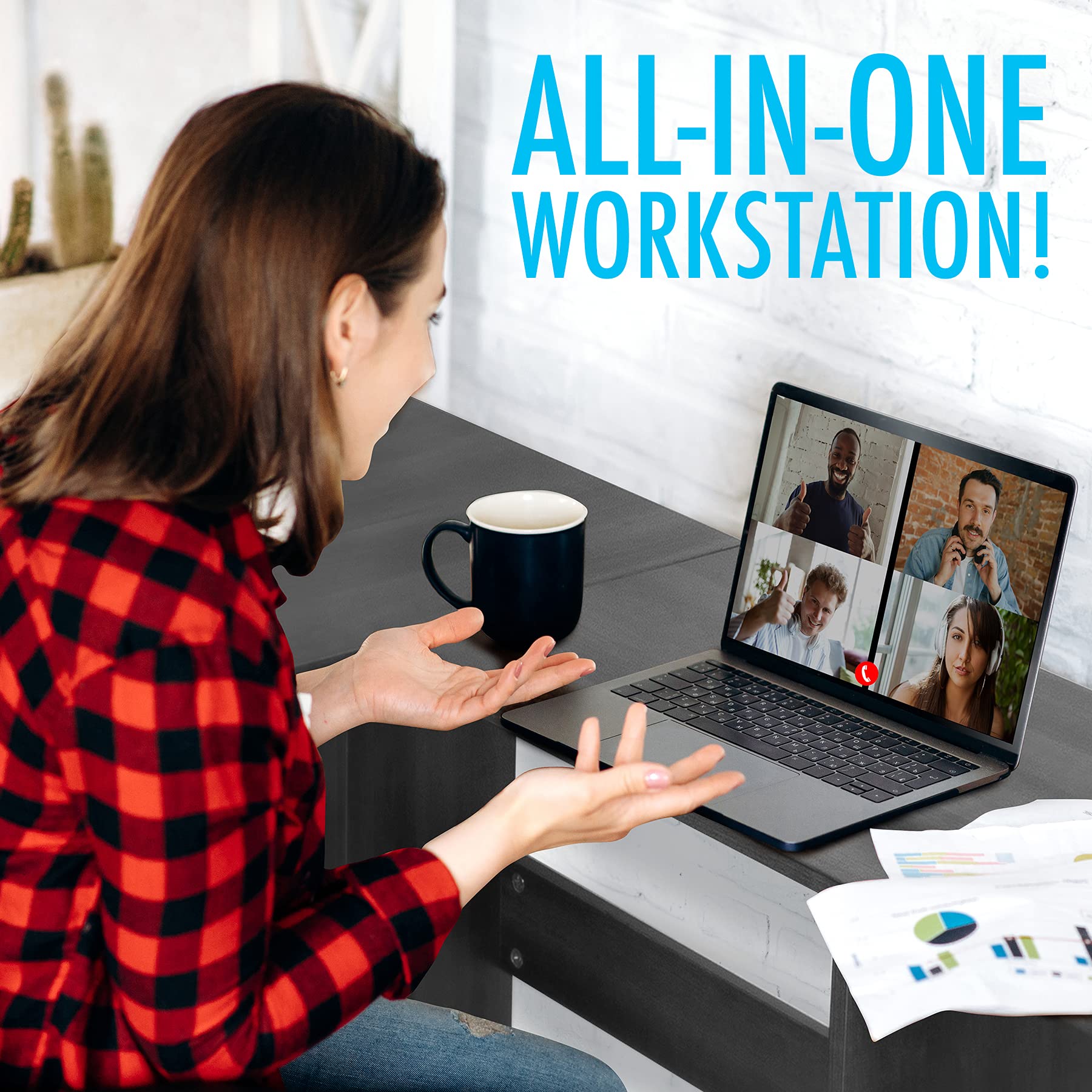 JAHRSTIM Aiden L Shaped Home Office Desk with Shelves, 51 inch Small Wooden Computer Cornor Desk for Small Space Study Writing Workstation, Dark Grey
