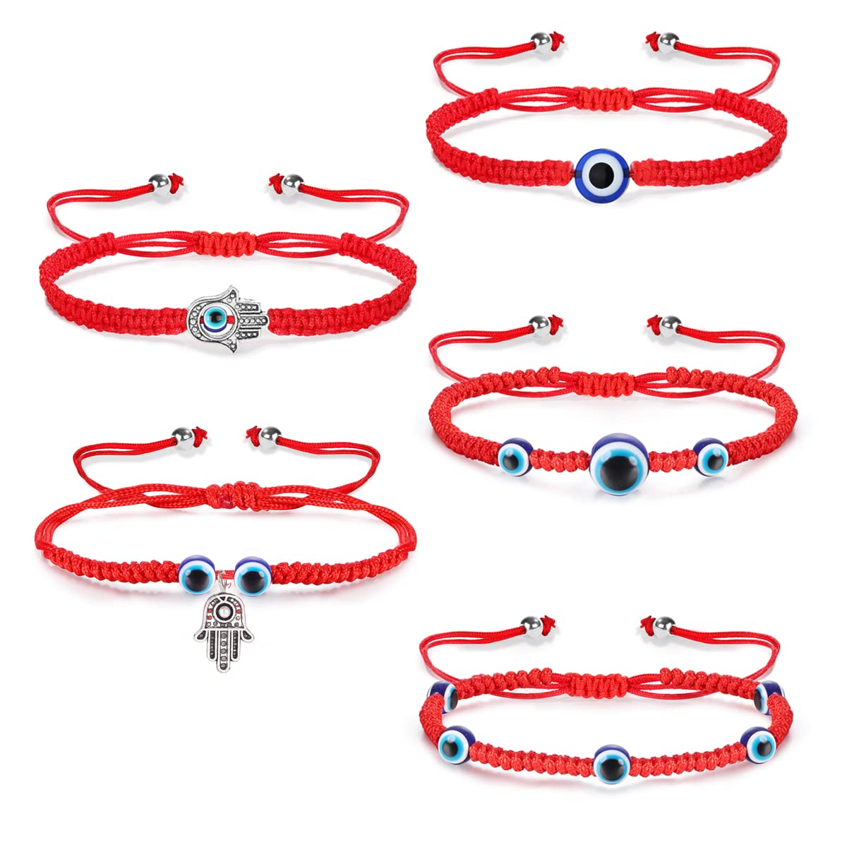 IRONBOX Red String Bracelet Evil Eye Bracelet for Women Men Hamsa Bracelet Red Bracelet for Protection 5Pcs