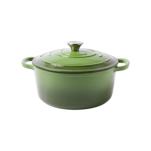 Larder & Vine Enameled Cast Iron Dutch Oven with Lid - Oversized Handles, Dome Lid, Dutch Oven for Sourdough Bread Making β 5.7QT/5.4L - (Okra)