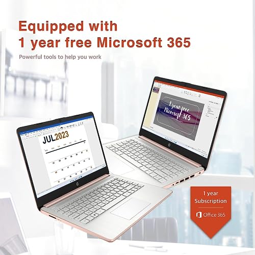 HP Newest Stream 14" HD Ultralight Laptop Computer, Intel 4-Core Celeron N4120 Processor, 8GB RAM, 192GB Storage(64GB eMMC+128GB Micro SD), 1 Year Office 365, Up to 11.5 Hours, Win11 S, Rose Gold