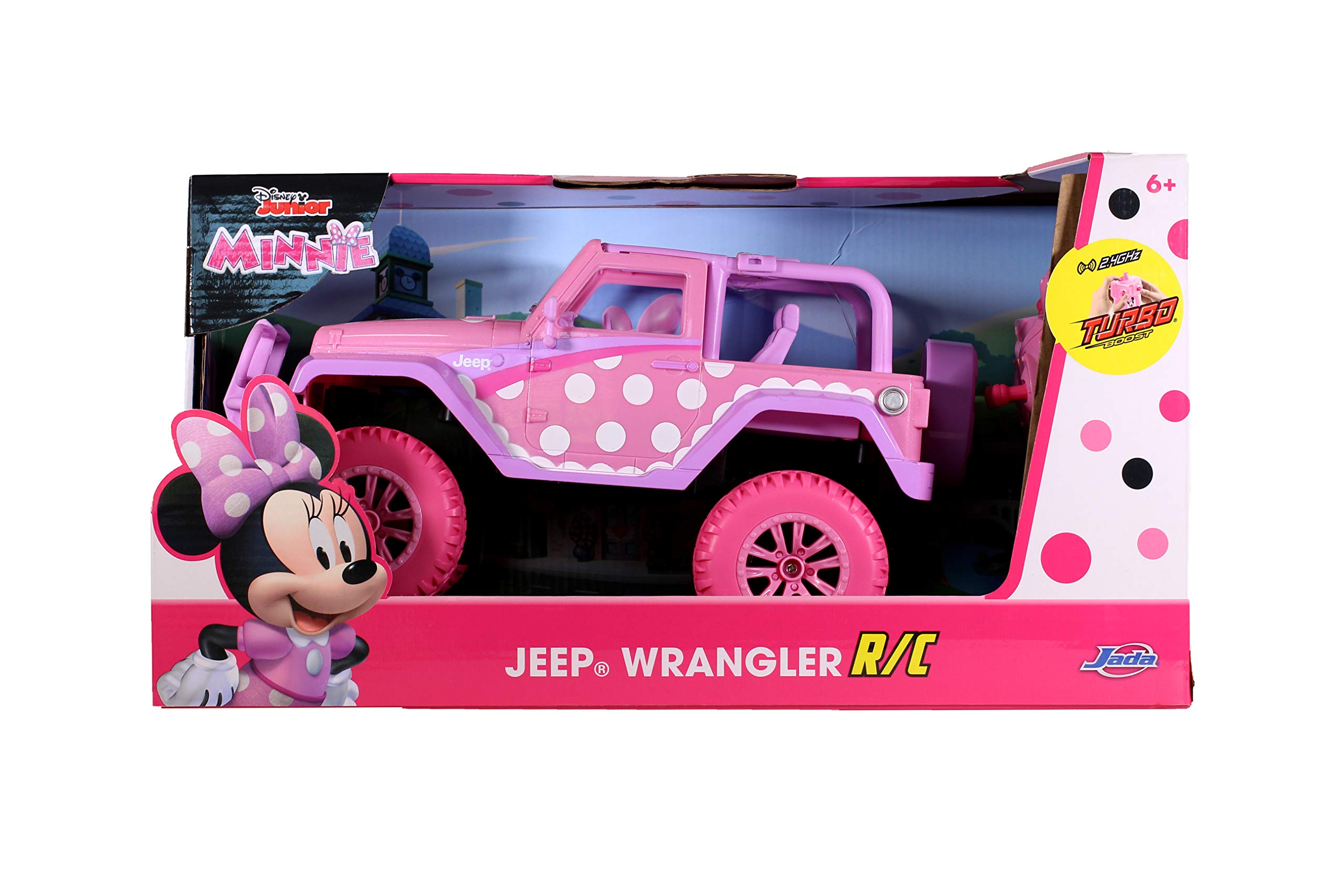 Jada Toys Disney Junior 1:16 Minnie Mouse Jeep Wrangler Remote Control Car, 2.4 GHz Pink Plastic Unisex Toy Vehicle