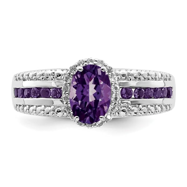 IceCarats 925 Sterling Silver Purple Amethyst White Topaz Ring Gemstone Band Size 8