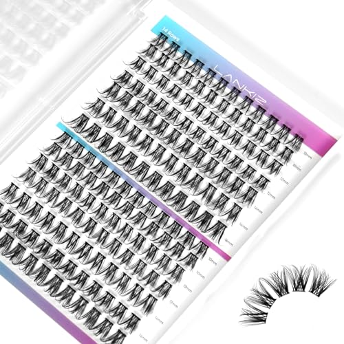 LANKIZ DIY lash Extensions Wispy, Lash Clusters Individual Lash Extensions,168 Clusters C+ D Mix Curl, Soft & Lightweight 10-16mm Mix Resuale Wide Band+Mix Style Cluster Lashes (Classic C/D)