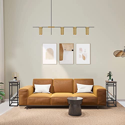 Unglehome End Table, Narrow Nightstand, Skinny Bedside Tables, Small Side Table for Small Spaces with Magazine Holder Rustic Slim Little Thin Table for Living Room, Bedroom, Sofa-Walnut