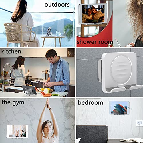 Upgraded Shower Phone Holder Tablet Wall Mount Phone Holder Removable,Self-Adhesive Mobile Cell Phone iPad Holder for Bed Bathroom Kitchen, Compatible with iPad iPhone Samsung Galaxy Tablet Switch
