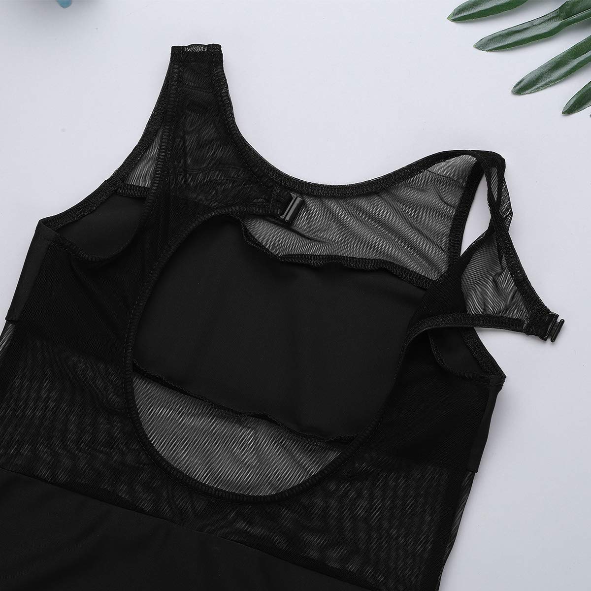 iiniim Girls Strappy/Mesh Back Team Basic Gymnastics Ballet Dance Camisole Leotard Athletic Sports Tank Tops Cutout Black 8-10