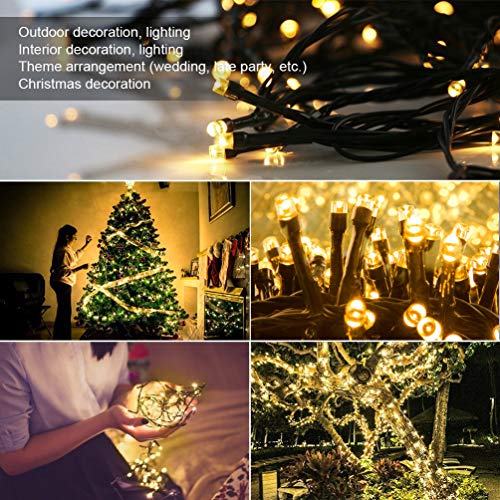 Indoor Christmas String Lights - 220 LEDs 82ft/25m Memory Function 8 Modes End-to-End Plug in Outdoor Waterproof Decorative Fairy Twinkle Xmas Lights for New Year/Tree/Wedding/Patio/Home - Warm White