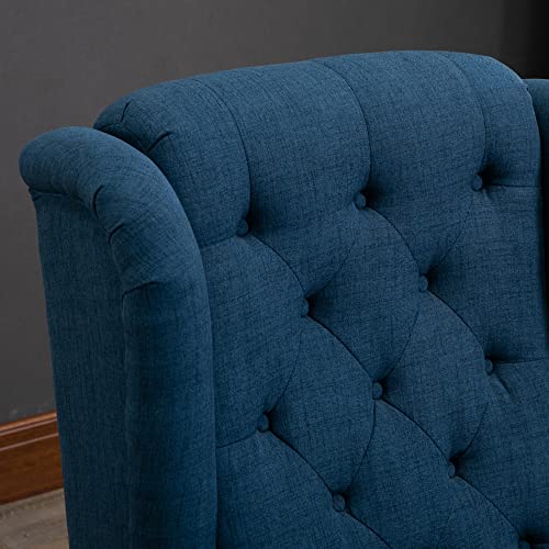 HOMCOM Button-Tufted Accent Chair with High Wingback, Rounded Cushioned Armrests and Thick Padded Seat, Cream White