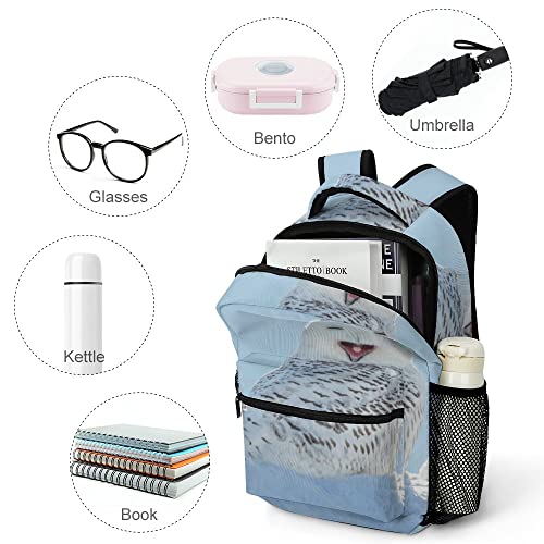 XOLLAR Laptop Backpacks for Men Women Snowy Owl Yawning Lightweight Travel Daypack Large Hiking Camping Bags