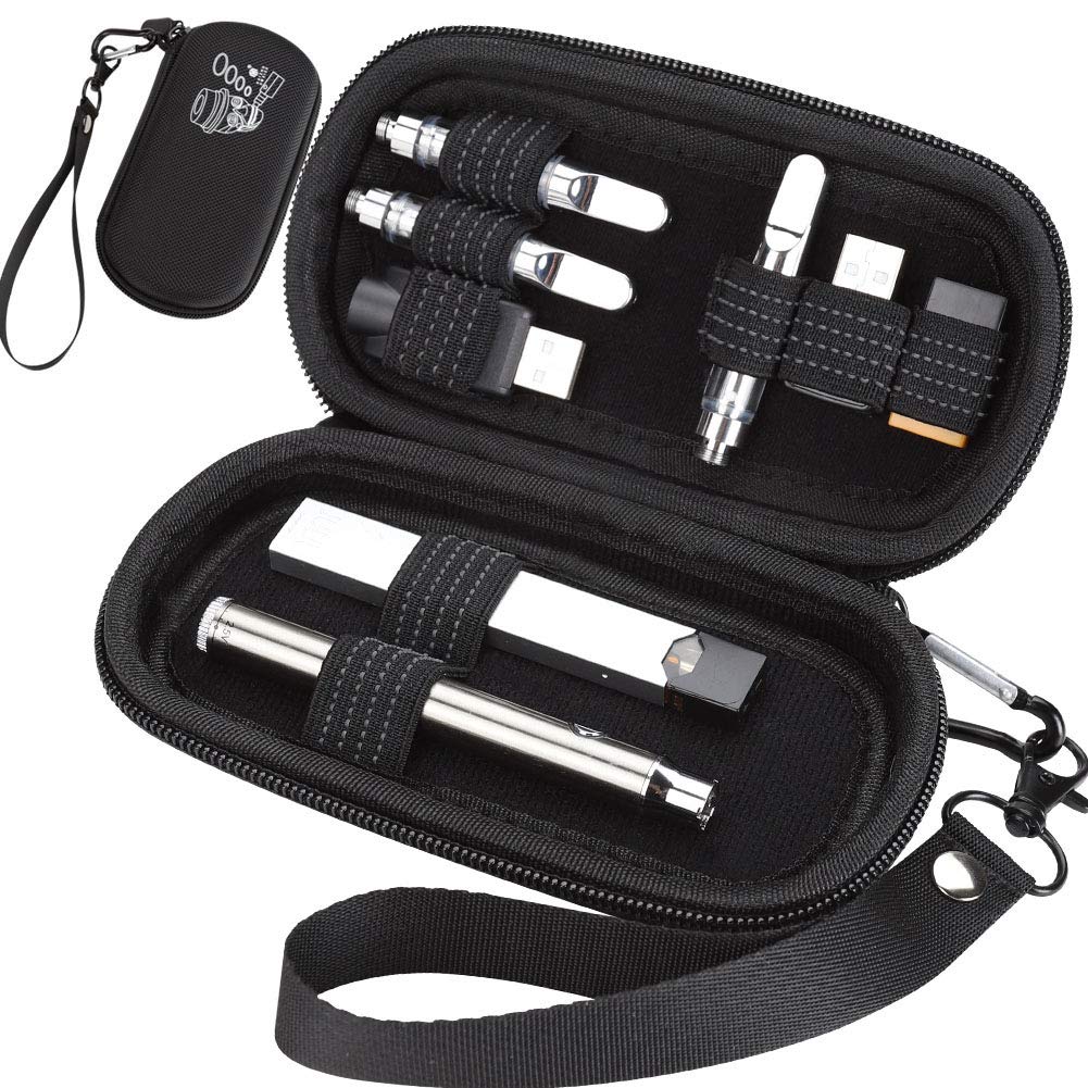 HUIZHU Hard Shell EVA Pouch double Zipper case for Storing Pen battery,non-slip and elastic bands for holding battery and USB charger tidy (Black)