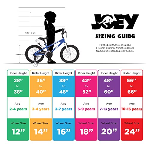 Joey Hopper Kids Bicycle with Training Wheels Pink 12 inch with Tire to Tire