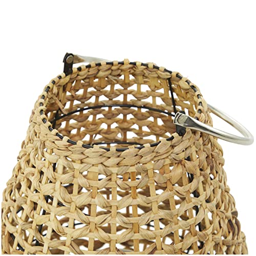 The Novogratz Metal Handmade Decorative Candle Lantern with Glass Holder and Handle, 13" x 13" x 16", Brown