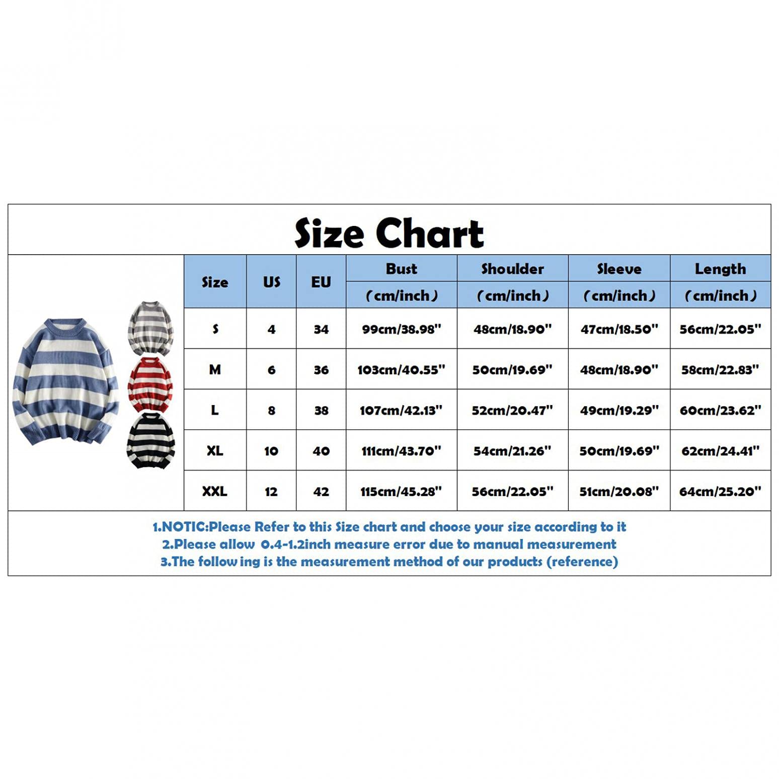 LEIYAN Mens Baggy Striped Cable Knitted Sweaters Long Sleeve Color Block Rib Knit Pullover Soft Sweatshirt Jumpers Blue