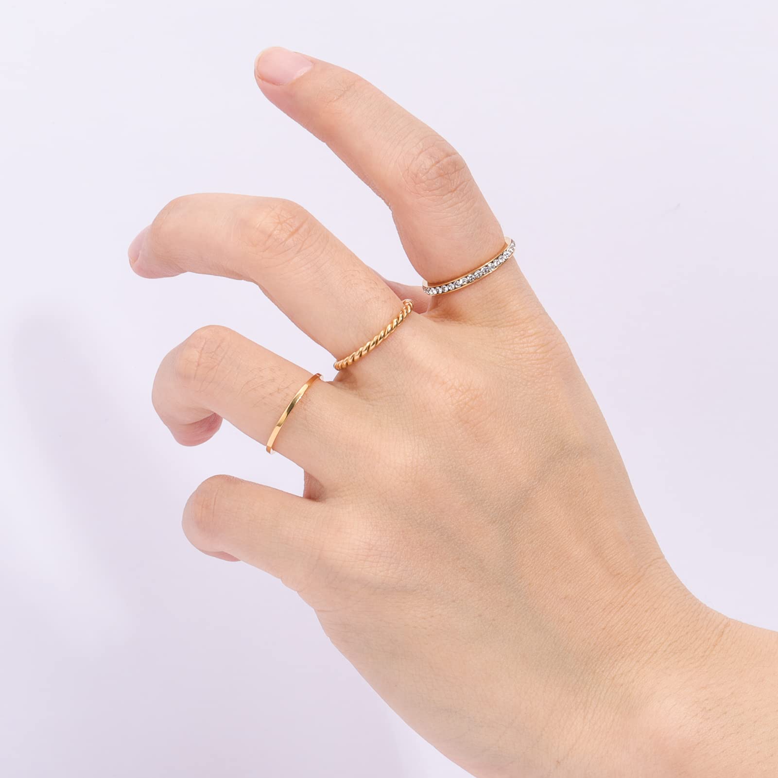 Joacii 18K Gold Plated Rings Toe Rings Stackable Rings for Women Rings Set Comfort Fit Size 9