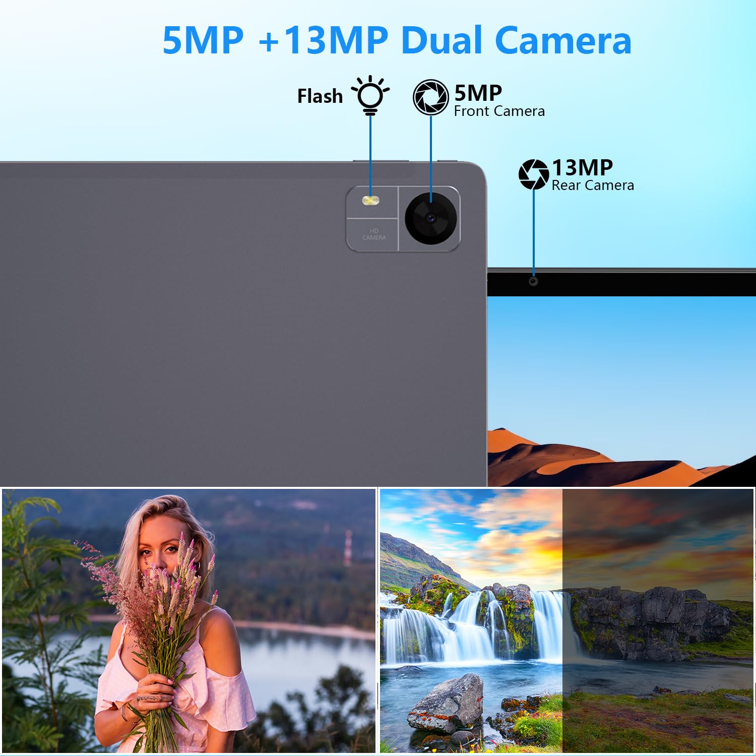 Hot Pepper Android Tablet 10 inch,Android 12 Tablet,6GB RAM 128GB ROM Tablet with 5MP+13MP Dual Camera,1280x800 HD Touch Screen,6580mAh,Octa-Core Tablet for Working,Split Screen Support