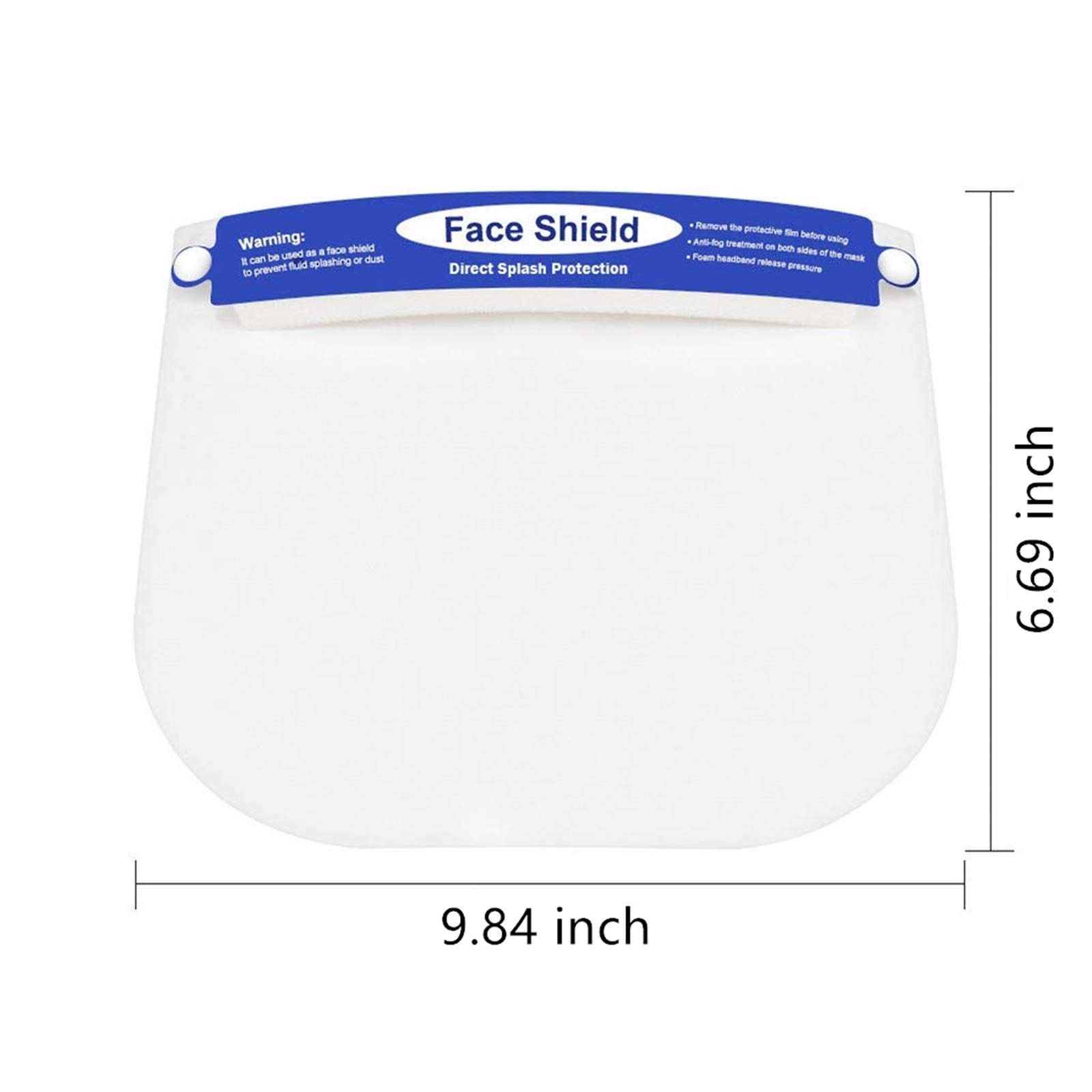 HUHETA 5 Pack Kids Face Shield, Safety Children Face Shield, Transparent Anti-Fog Face Mask with Clear Visor, Face and Eye Protection, Vacuum Packaged (Blue)