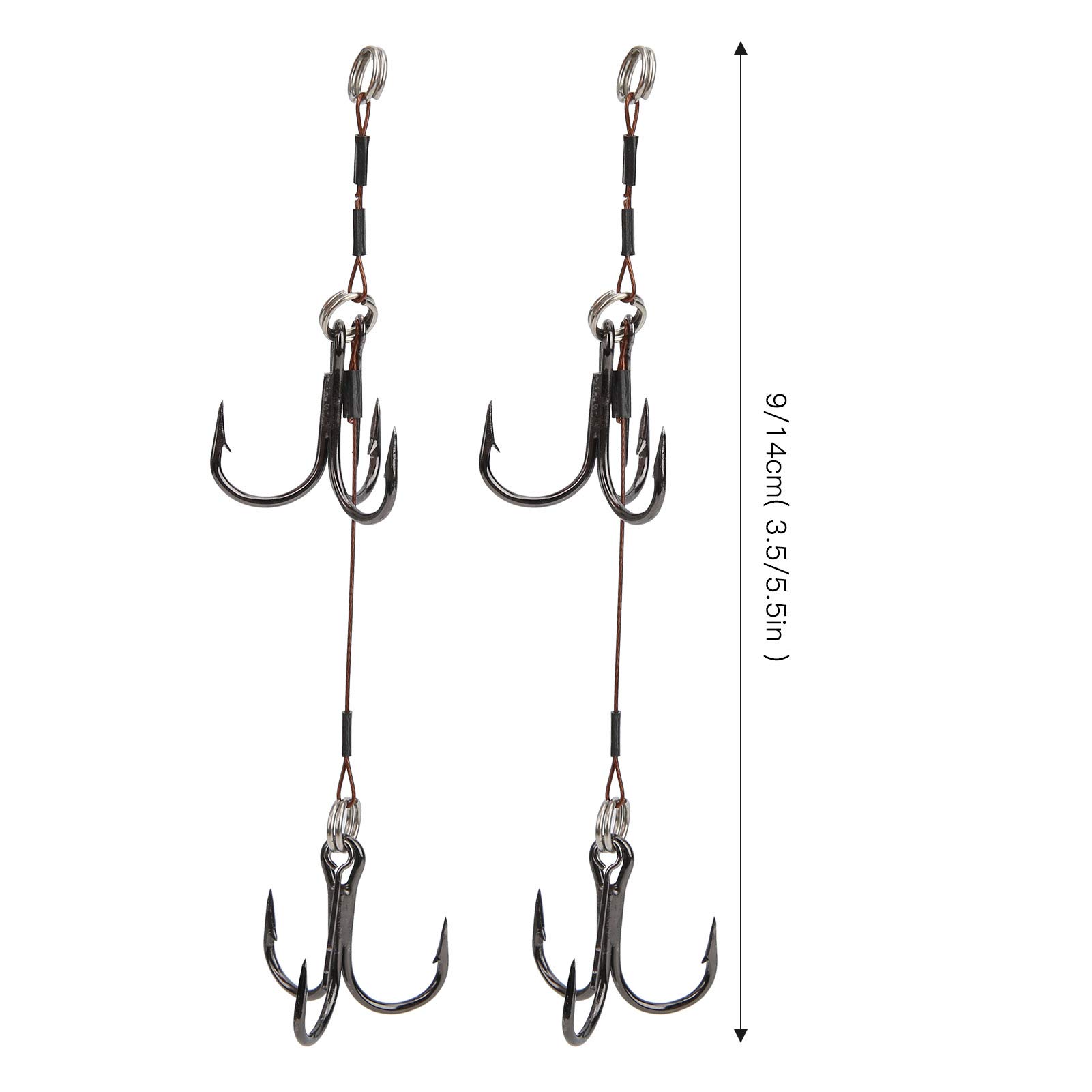 Natudeco 2PCs Triple Fishing Hook, Premium Quality Fishing Tackle Durable Barracuda Hook Line with Sharpened Corners for Saltwater and Freshwater Fishing