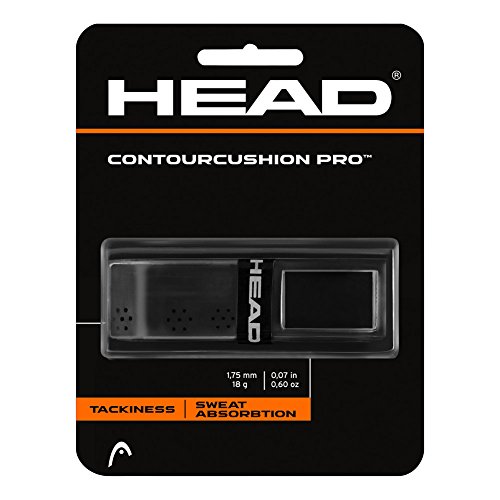 HEAD Contour Cushion Pro Tennis Racket Replacement Grip - Tacky Racquet Handle Grip Tape - Black