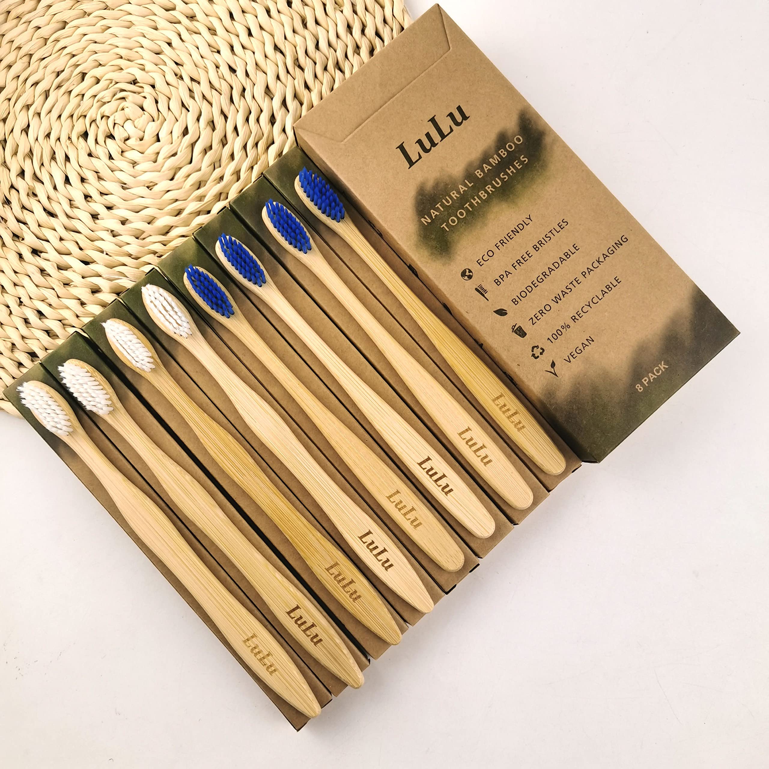 Natural Bamboo Toothbrush - Charcoal Clean Toothbrush for Oral Care Teeth Cleaning - Environmentally Friendly Organic Medium Soft Bristle Brushes