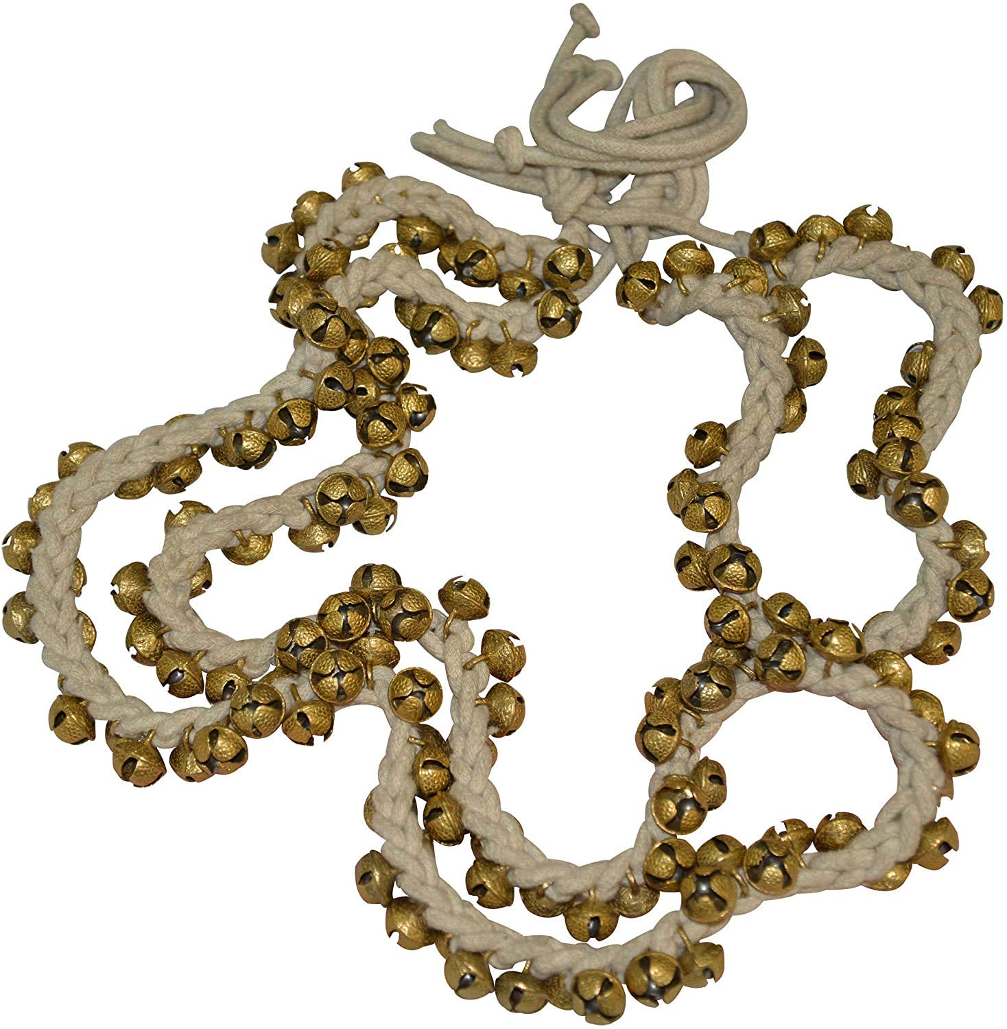 Kathak Ghungroo Tied with Cotton Cord String White Bell Pair Kathak Ghungru Anklet Musical Instrument Pair 50+50 Bells (12 no.Ghungroo) Indian Classic Dancing