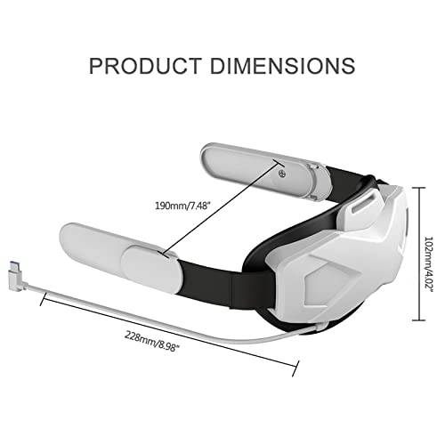 LeeCAE Rechargeable Head Strap Adjustable Headband Reduce Face Pressure 6hrs Working Compatible with Quest 2 VR Headset