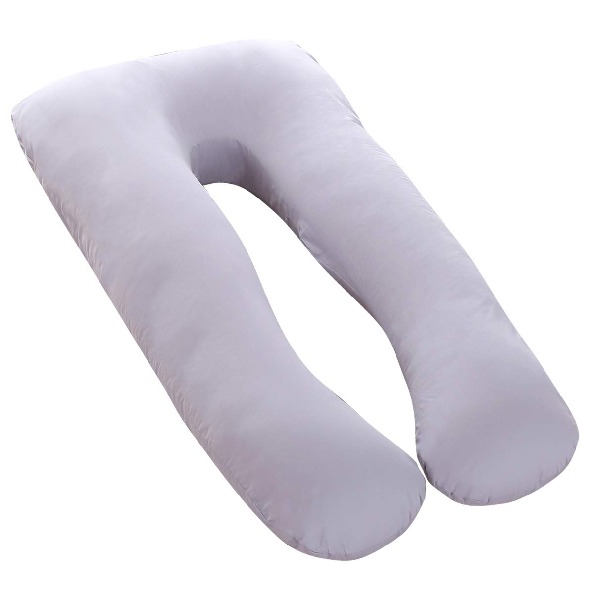 HUIJIE Pregnancy Body Pillow Maternity Pillows for Women Nursing Sleeping Feeding with 57" U Shaped Cotton Detachable Washable Pillowcase (Light Gray)