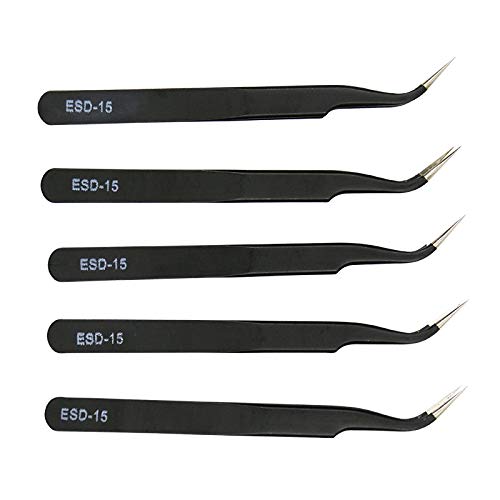 Industrial Anti-static Stainless Steel Tweezers Personal Care Eyebrow/Eyelash Tweezers (ESD15)