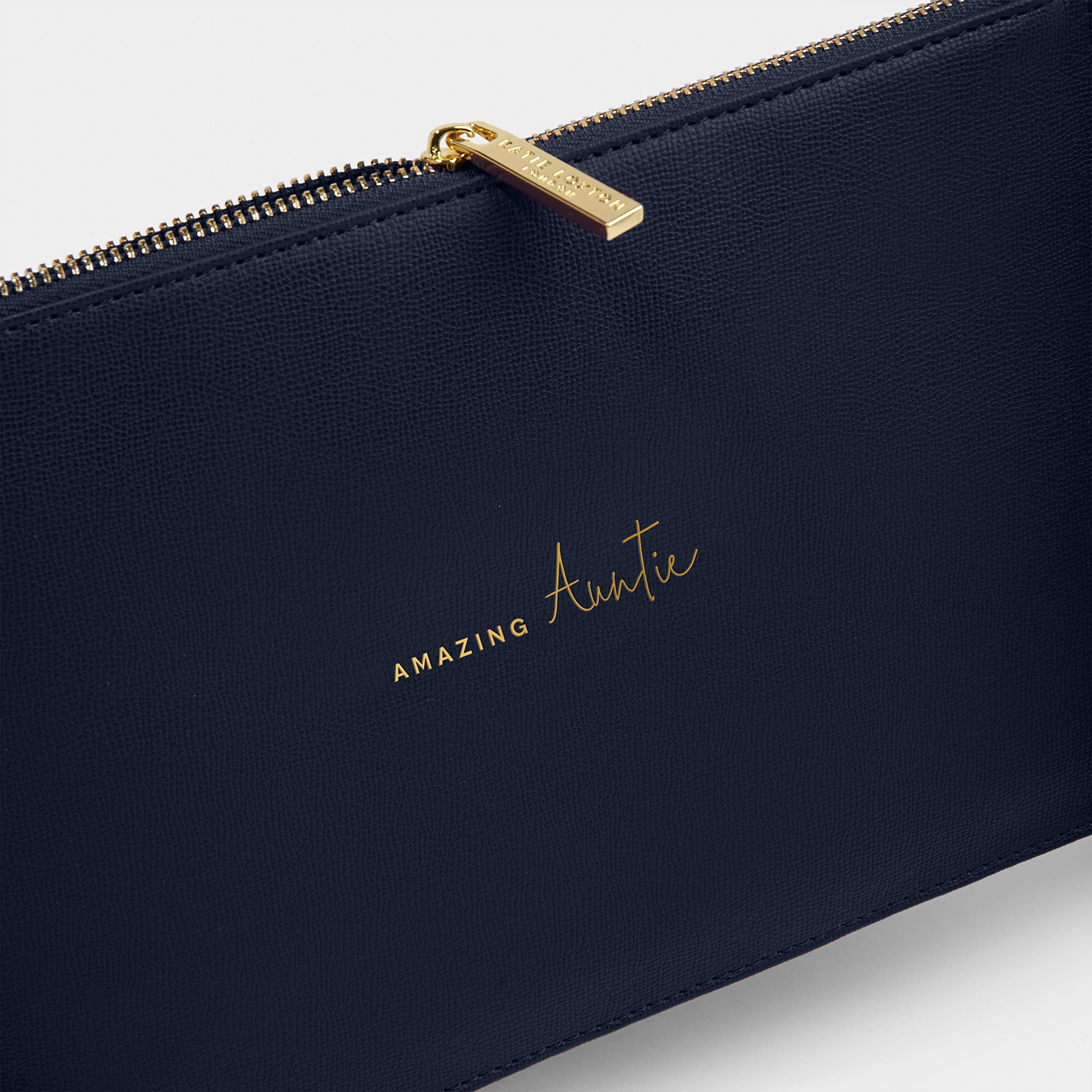 KATIE LOXTON Amazing Auntie Womens Medium Sustainable Style Sentiment Perfect Pouch Navy