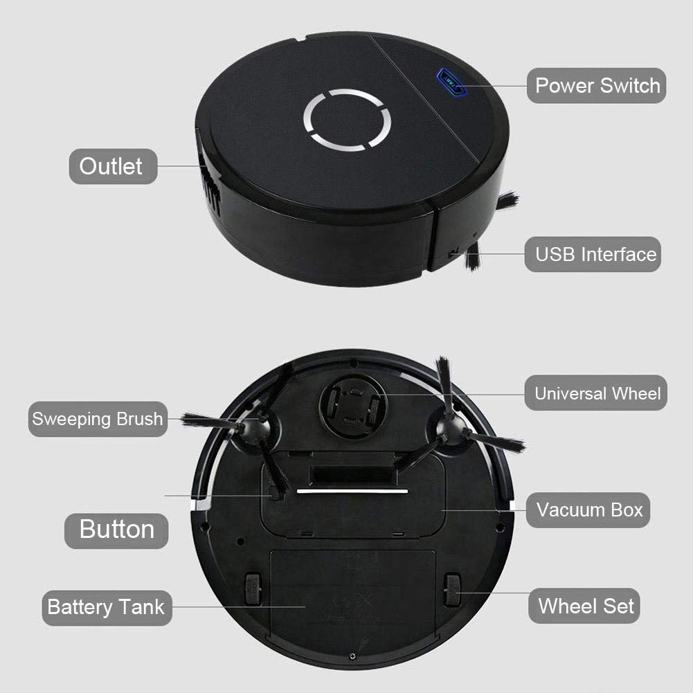 Jectse Sweeping Robot,USB Charging Automatic Sweeping Robot,Household Intelligent Vacuum Cleaner Robot, Strong Absorption of Hair, Fine Debris and Other Debris, Intelligent Avoid Obstacles
