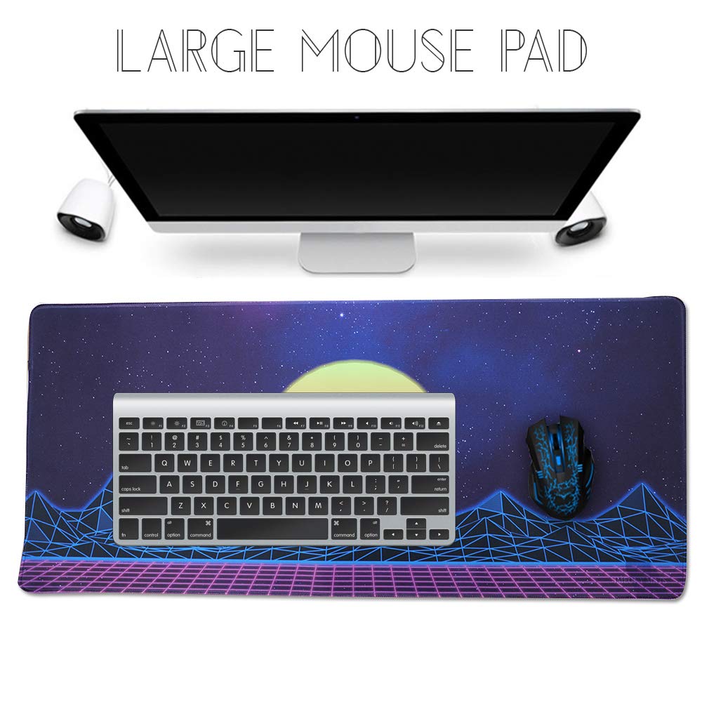 Imegny Large Gaming Mouse Pad, Extended XXL Desk Pad & Non-Slip Rubber Mat for Mice and Keyboard with Stitched Edges (90x40 zisesun011)