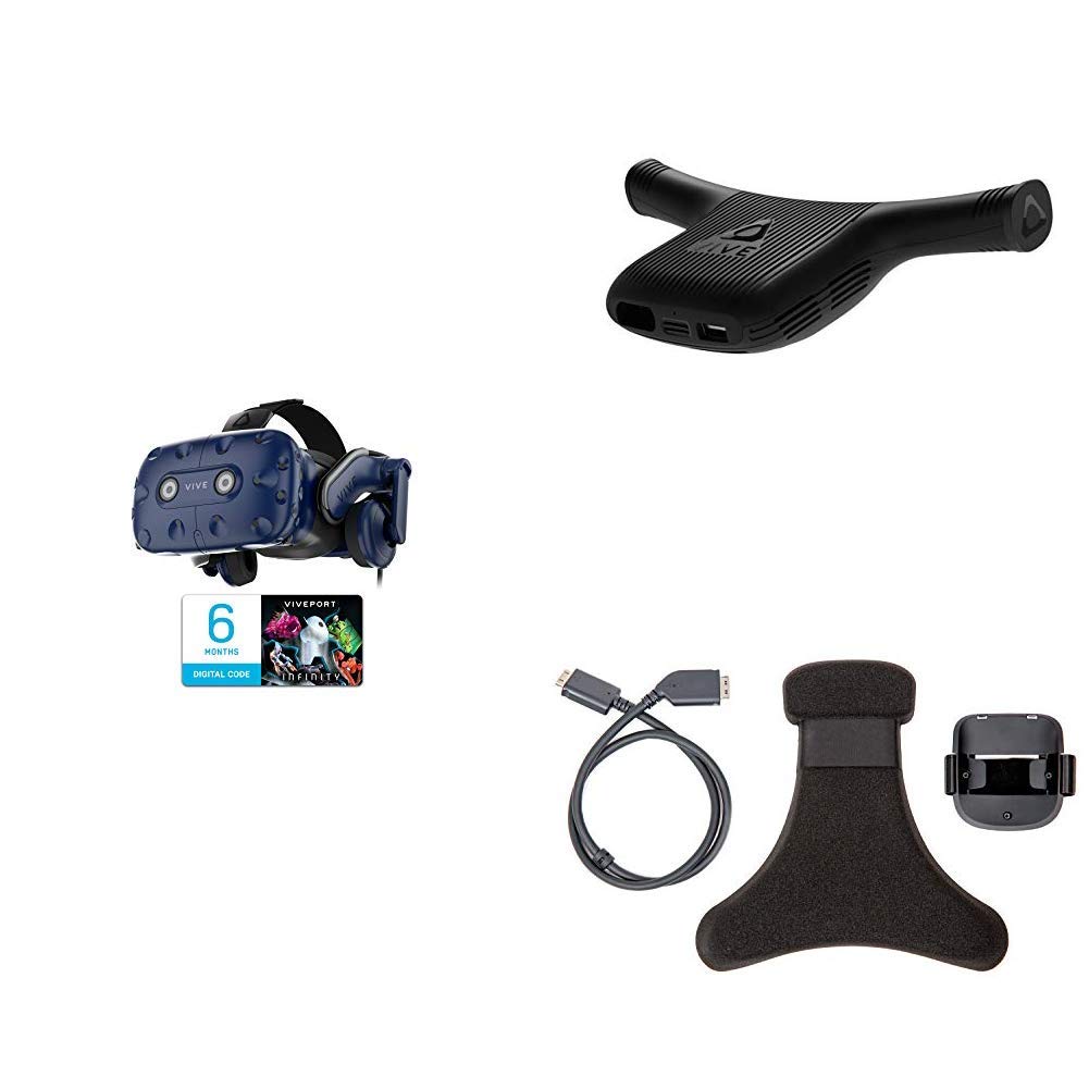 HTC Vive Pro Headset + HTC Wireless Adapter + VIVE Pro Wireless Adapter Attachment Kit