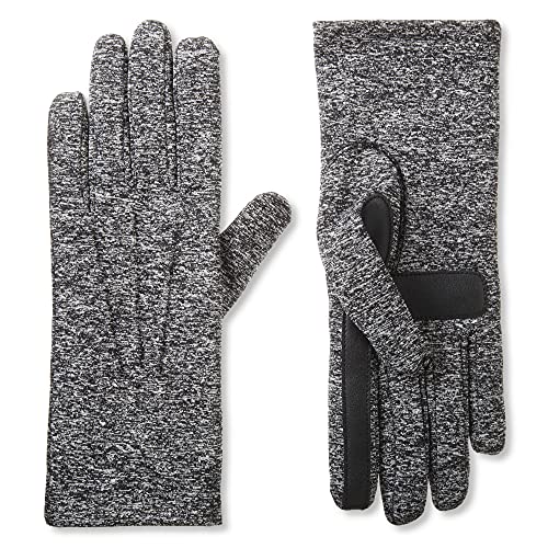 isotoner womens Women’s Spandex Cold Weather Stretch With Warm Fleece Lining Gloves, Black Heather, One Size US