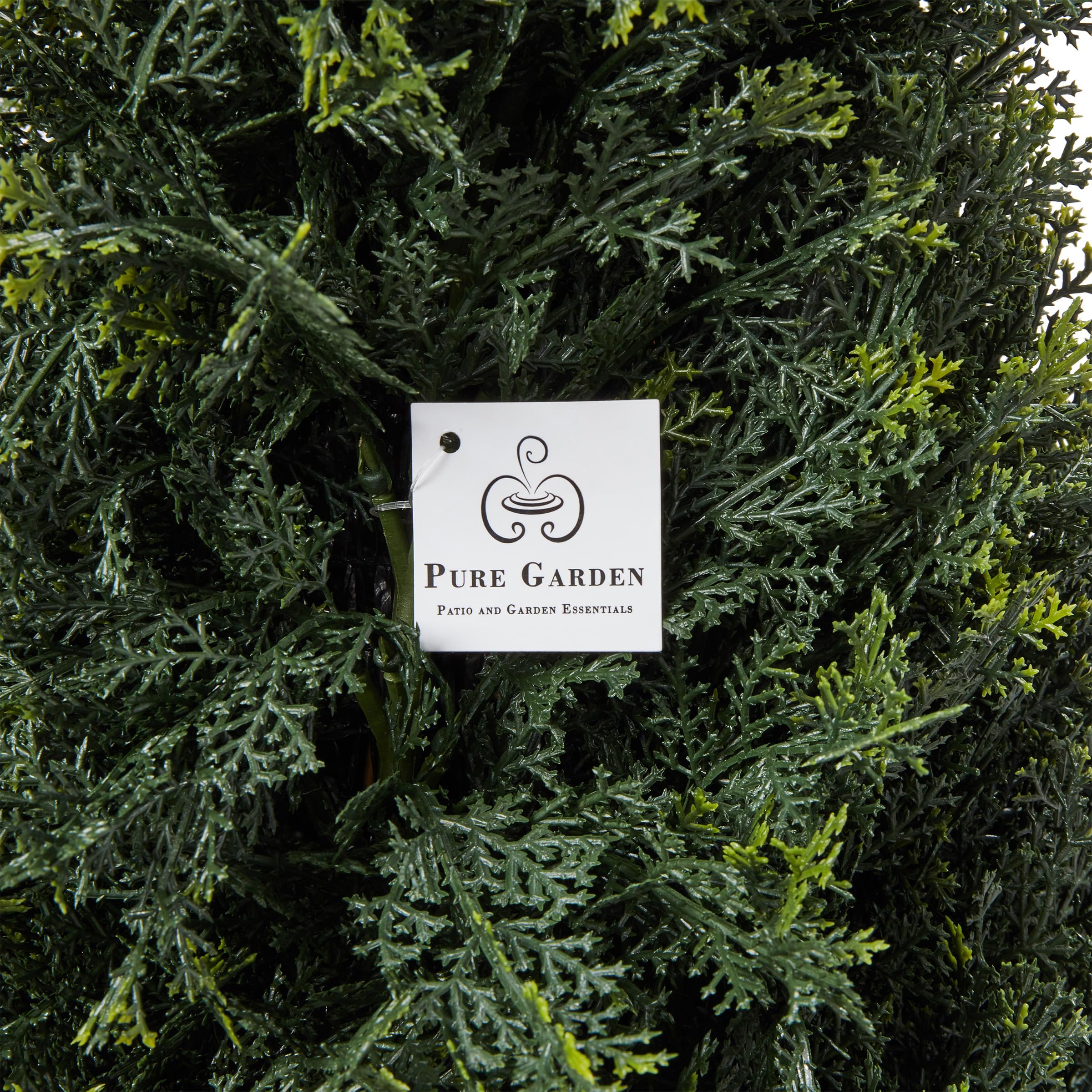 Home Pure Garden Artificial Cypress Topiary-37” Tower Style Faux Plant in Sturdy Realistic Indoor or Outdoor Potted Shrub Décor