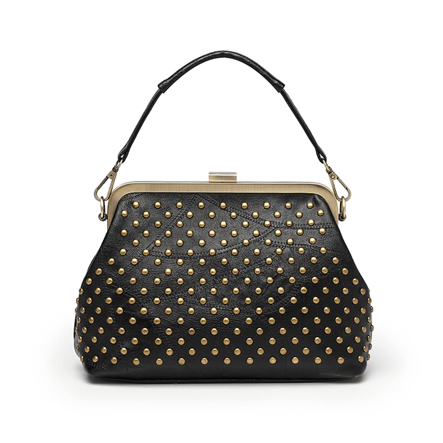 LUI SUI Vintage Rivet Shoulder Bags for Women Retro Classical Top Handle Purse Tote Bags