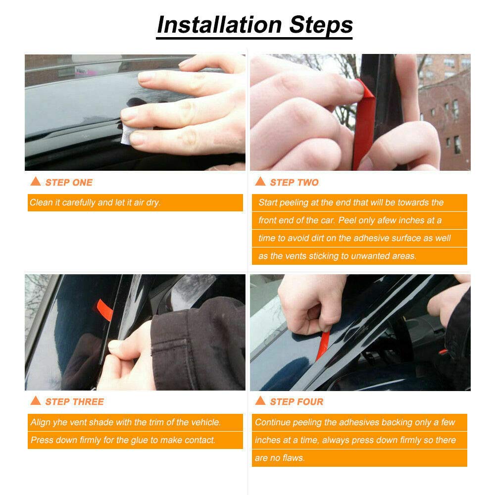 itelleti 4pcs Outside Mount Dark Smoke Sun/Rain Guard Front+Rear Tape-On Auto Window Visors for 11-19 Ford Explorer