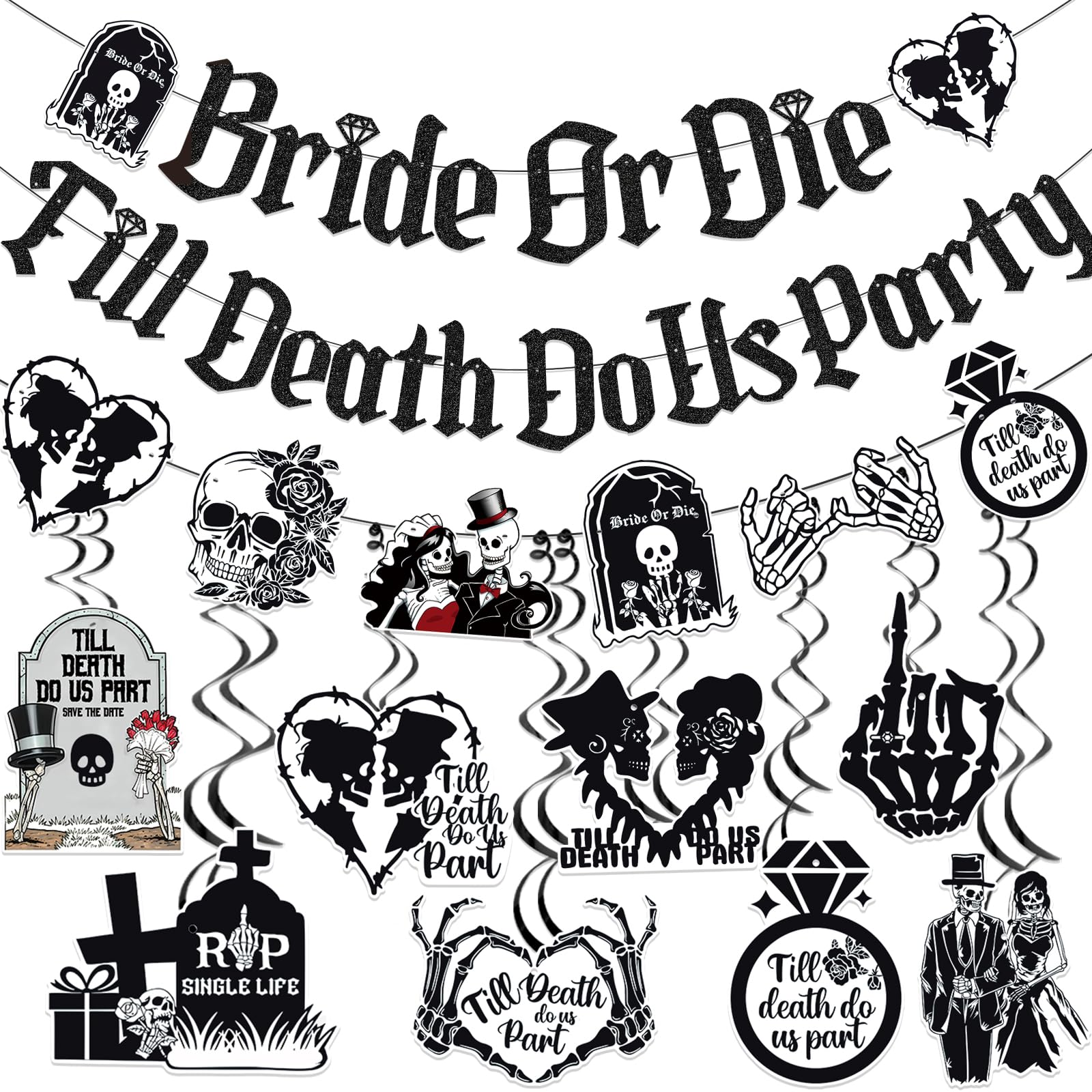 Till Death Do Us Party Banner Bachelorette Party Decorations Till Death Do Us Party Bachelorette Decorations Bride or Die Banner for Bride or Die Bachelorette Party Decorations