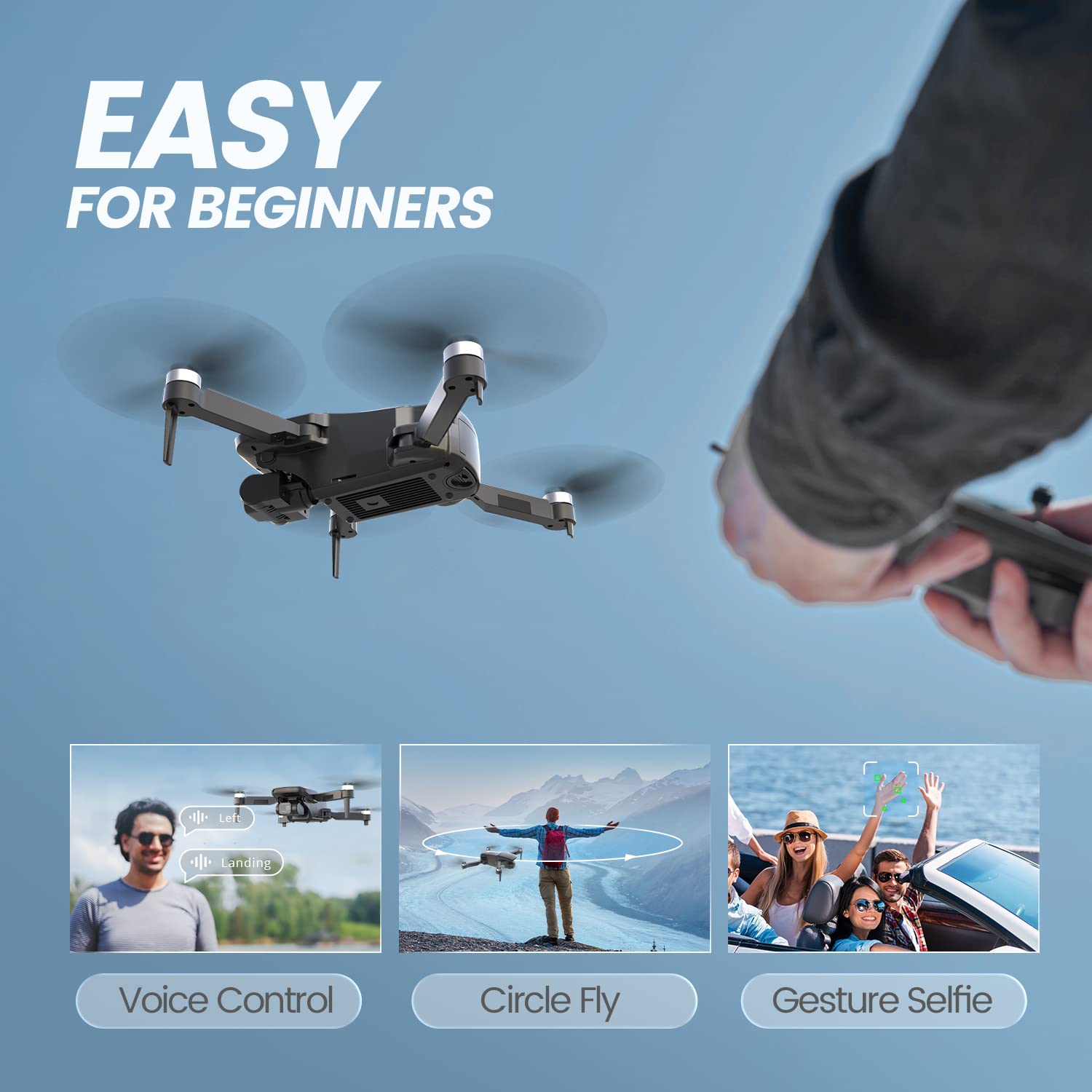 Holy Stone GPS Drone for Adults with Rock Steady Camera 4K Photo 2-axis Gimbal,HS360 FPV Quadcopter for Beginners,Brushless Motor,46Mins Flight Time,Long Range,5GHz Wifi,Follow Me,Auto Return Home