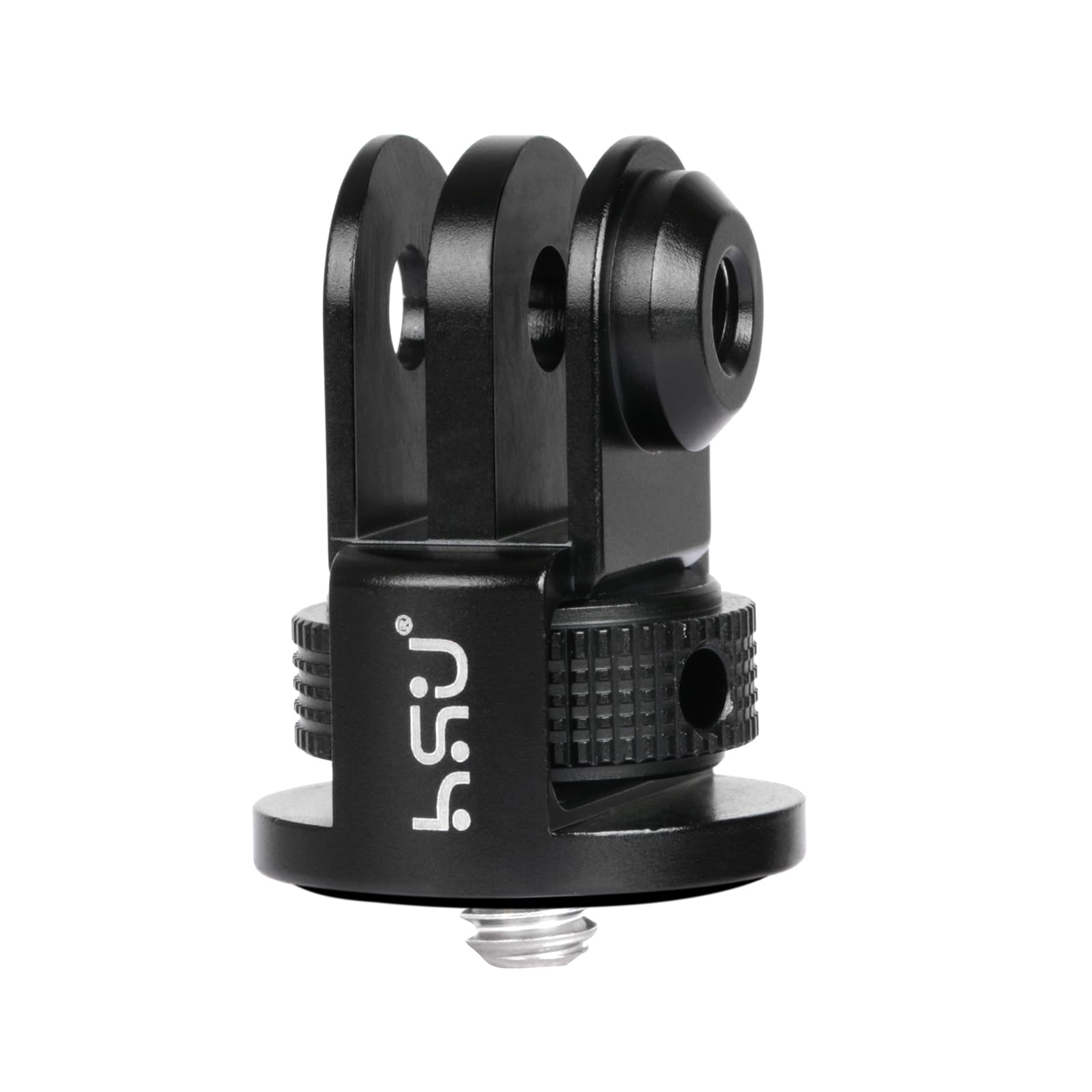 HSU Aluminum Camera Tripod Mount Adapter, 1/4" 20 Camera Mount for GoPro Hero 12/11/10/9/8/7 Insta360 X3/X2/X/RS/R and Other Cameras (Black)