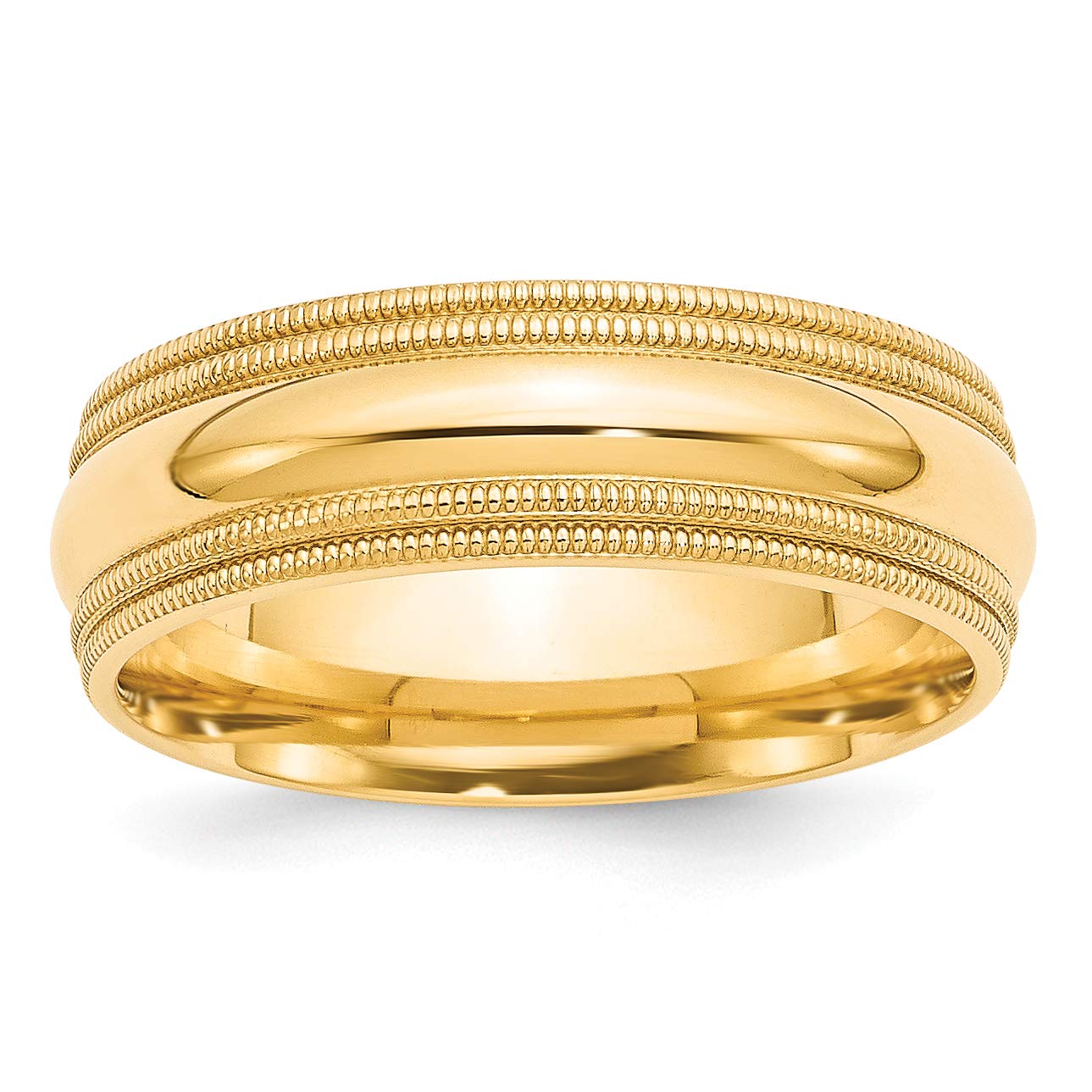 Jewelry Stores Network Solid 14k Yellow Gold 7 mm Comfort Fit Double Milgrain Wedding Band Ring Size 12