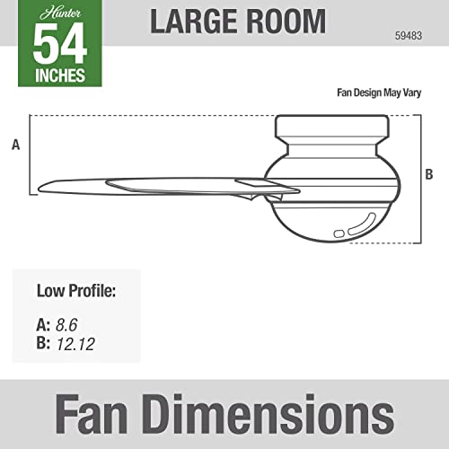 Hunter Fan Company 59483 Hunter Romulus Indoor Low Profile WiFi Ceiling Fan with LED Light and Remote Control, 54, Matte Silver Finish