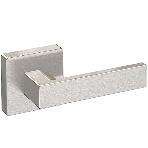 TICONN Door Handle Heavy Duty, Reversible Square Door Lever for Bedroom, Bathroom and Rooms (Satin Nickel, Dummy - Front Mount)