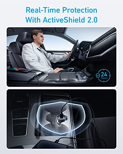 USB C Car Charger Adapter, Anker 52.5W Cigarette Lighter USB Charger, 323 Anker Car Charger with 30W PowerIQ 3.0 Fast Charging Cable for iPhone 15/15 Pro Max, 14/13/12 Series, Galaxy S23/22, Pixel