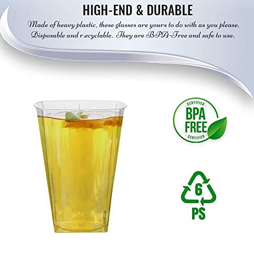 Kaya Clear Square Plastic Cups - 8 oz. (Pack of 14) - Versatile & Elegant Design, Perfect for Parties, Gatherings & Everyday Use